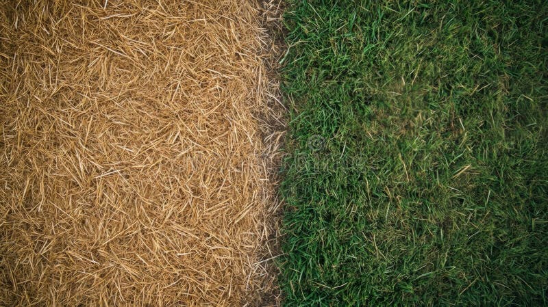 A Dual Image of Dry and Green Grass, Both Areas Illuminated by the Sun ...