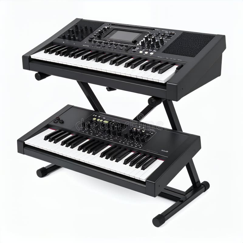 Dual Keyboard Setup for Musical Performance and Studio Recording ...