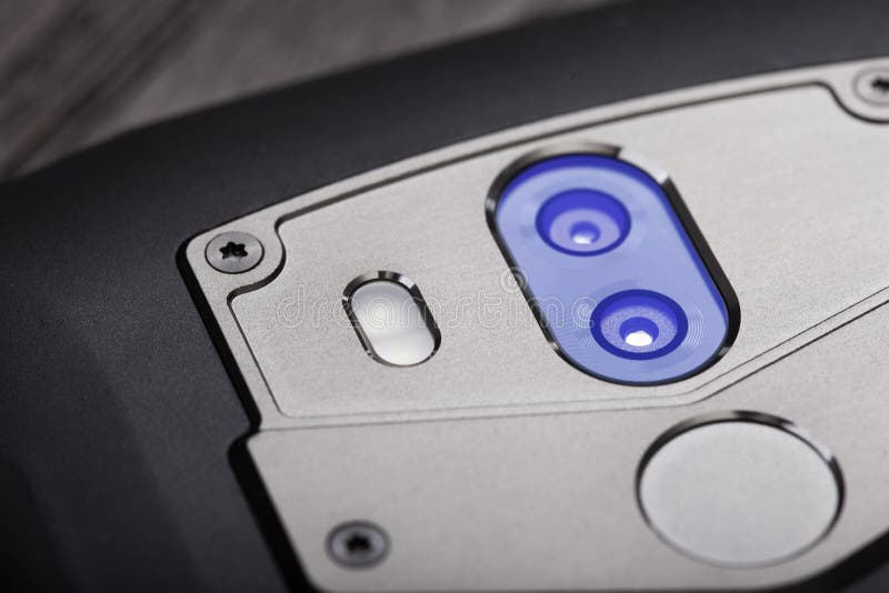 Dual Lens Digital Camera on Smartphone Cellphone. Closeup Stock Image ...