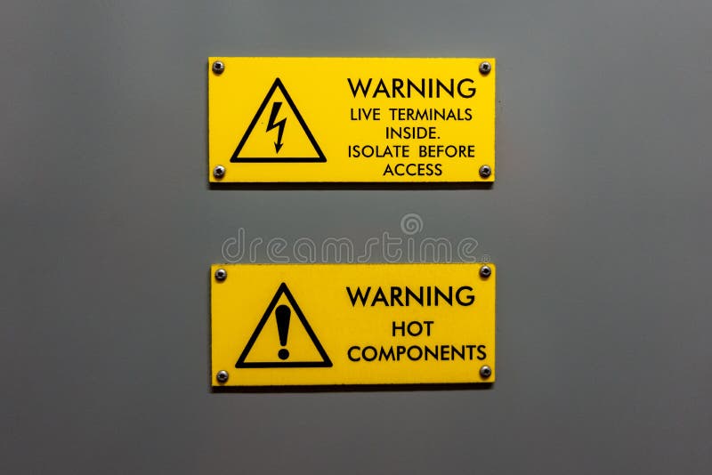 Live Terminals Inside Warning Sign Stock Photo - Image of attention ...
