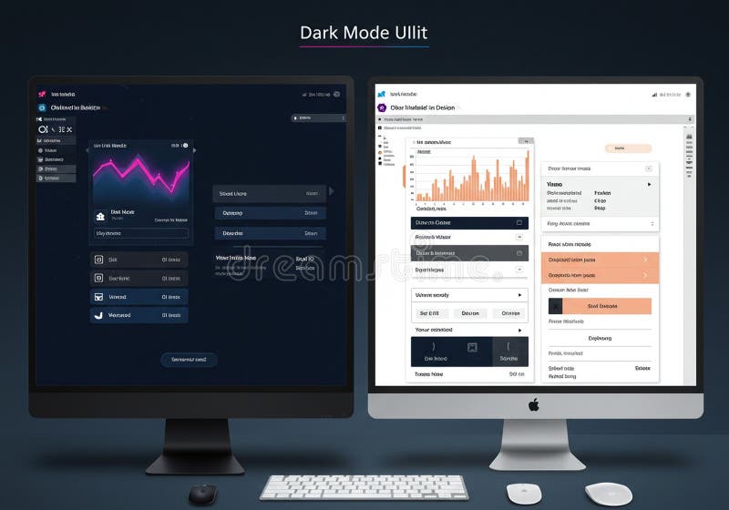 Dual Monitors Display Different User Interfaces. the Left Screen Shows ...