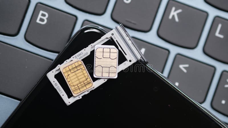 Dual Nano Sim Card on a Smartphone. Stock Image - Image of prepaid ...