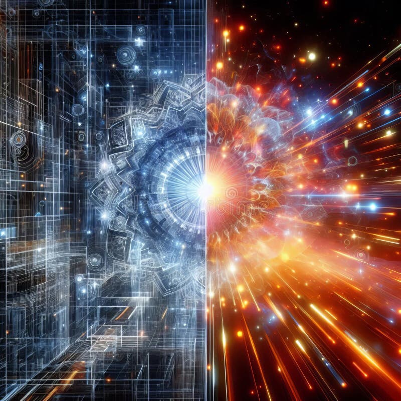 A Dual Panel Approach Where One Side Shows the Intricate Proces Stock ...