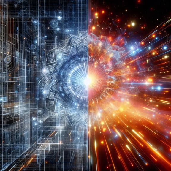 A Dual Panel Approach Where One Side Shows the Intricate Proces Stock ...