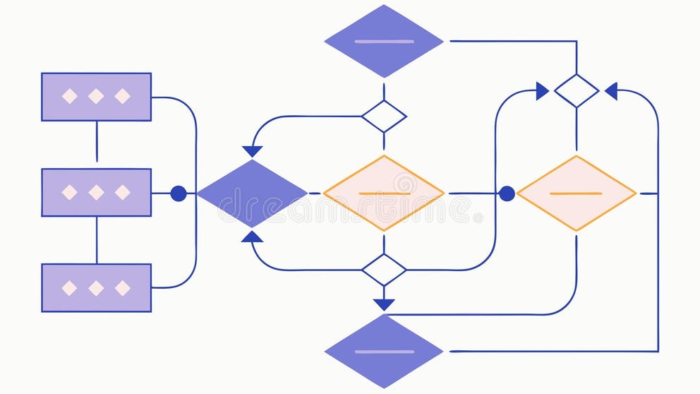 Dual Path Process Flowchart with Merging Decisions, Vector Design ...