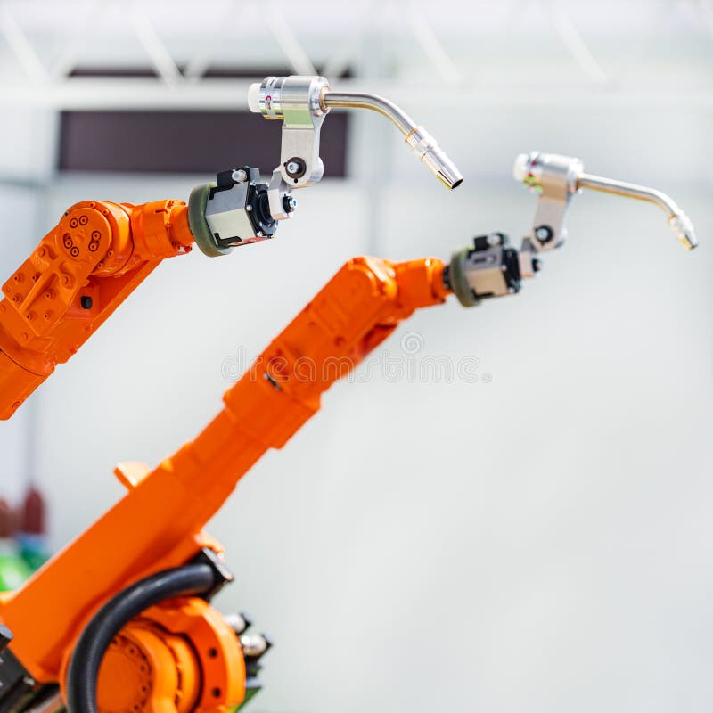 Dual Robotic Arms, Welding System, New Technology Stock Image - Image ...