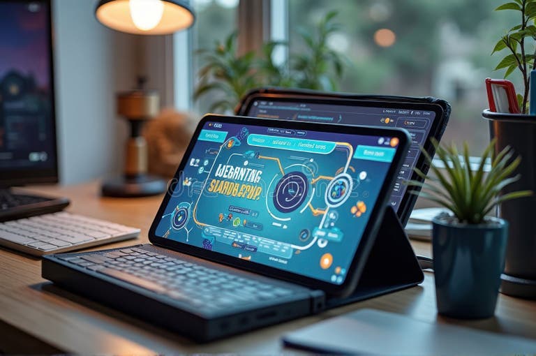 Dual Screen Setup with Game Interface on Tablet and Laptop in Home ...