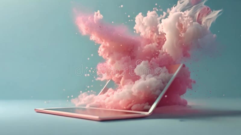 Dual Screen Tablet Emitting Pink Smoke Stock Video - Video of software ...