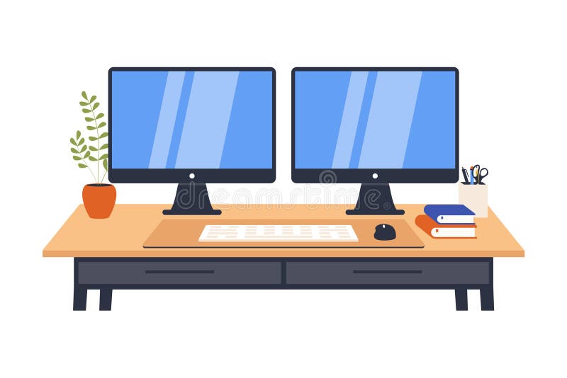 Computer Workstation Setup Stock Illustrations – 428 Computer ...