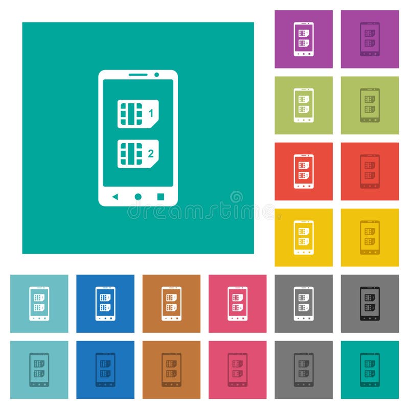 Dual SIM Mobile Square Flat Multi Colored Icons Stock Vector ...