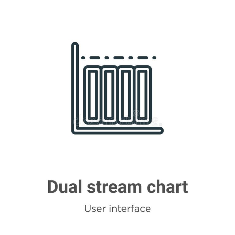 Dual Stream Chart Outline Vector Icon. Thin Line Black Dual Stream ...