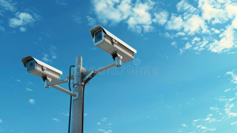 The Dual Surveillance Cameras.AI Generated Image Stock Image - Image of ...