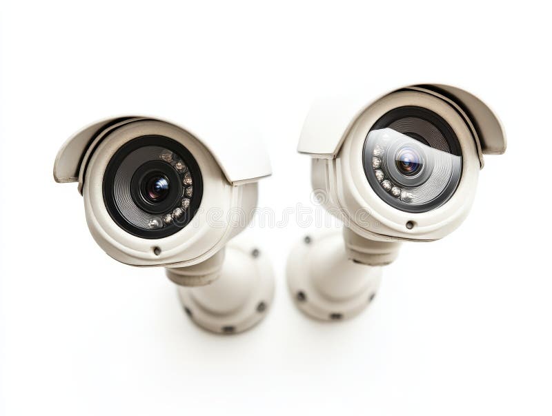 Dual Surveillance Cameras Facing Each Other in a Clean Composition ...