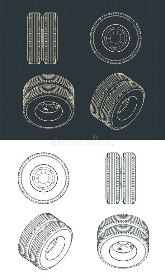 Dual Truck Wheel Blueprints Stock Vector - Illustration of wheel, dual ...