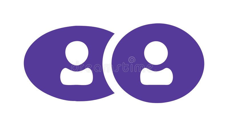 Dual Users Icon: Teamwork Collaborative Account Symbol, Vector Design ...