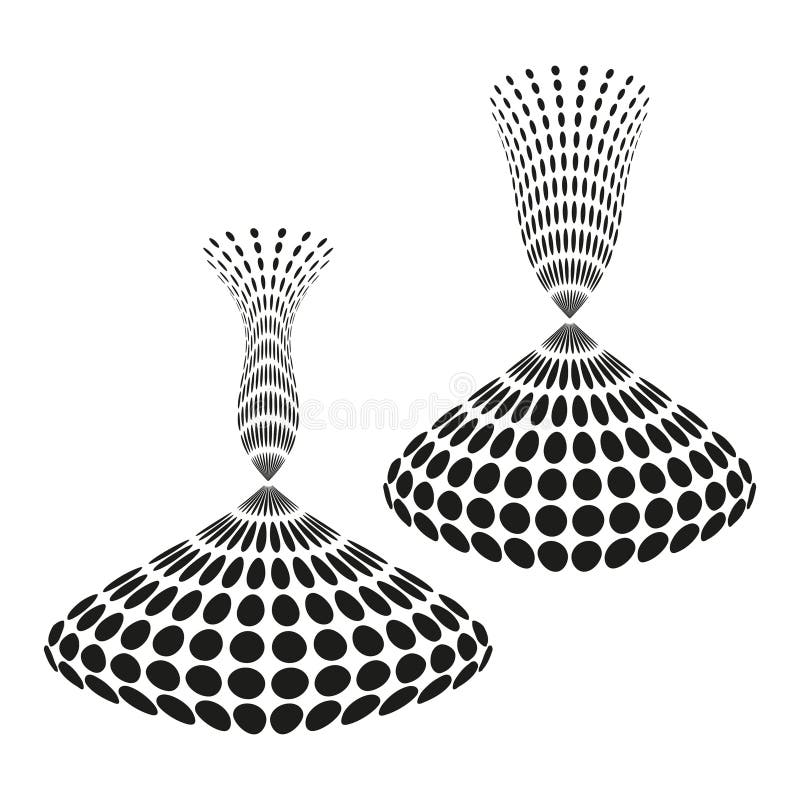 Dual Vortex Shape. Dot Structure Illusion. Funnel Vector Object ...