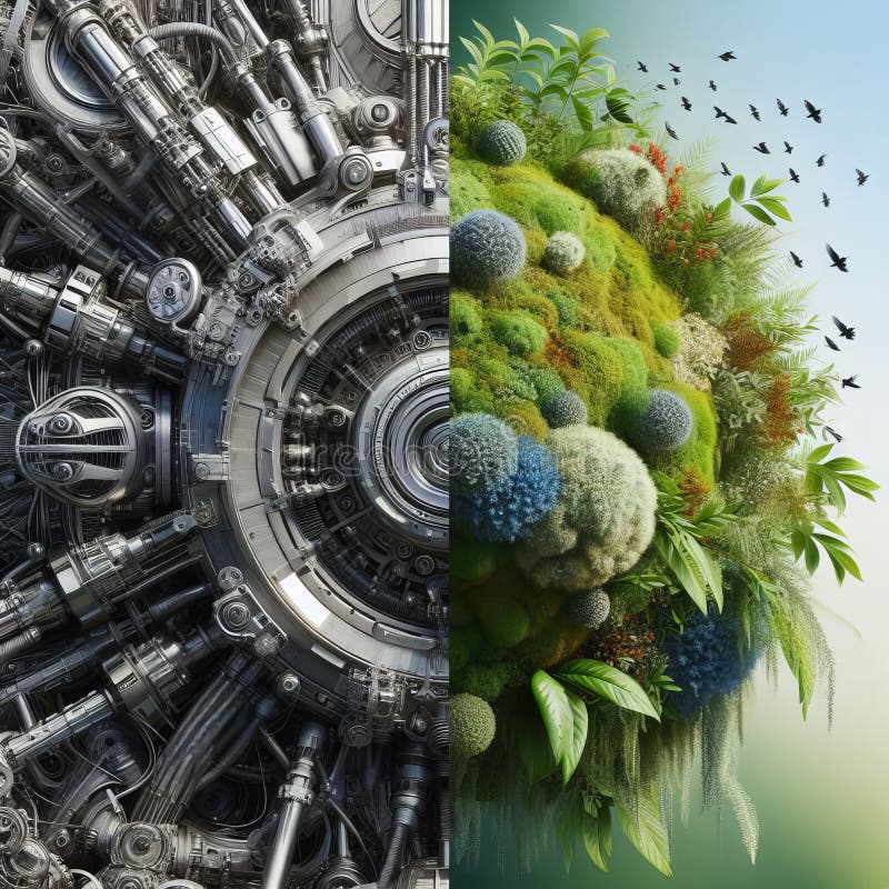 Dual World Techno-Nature Fusion Stock Photo - Image of concept, duality ...