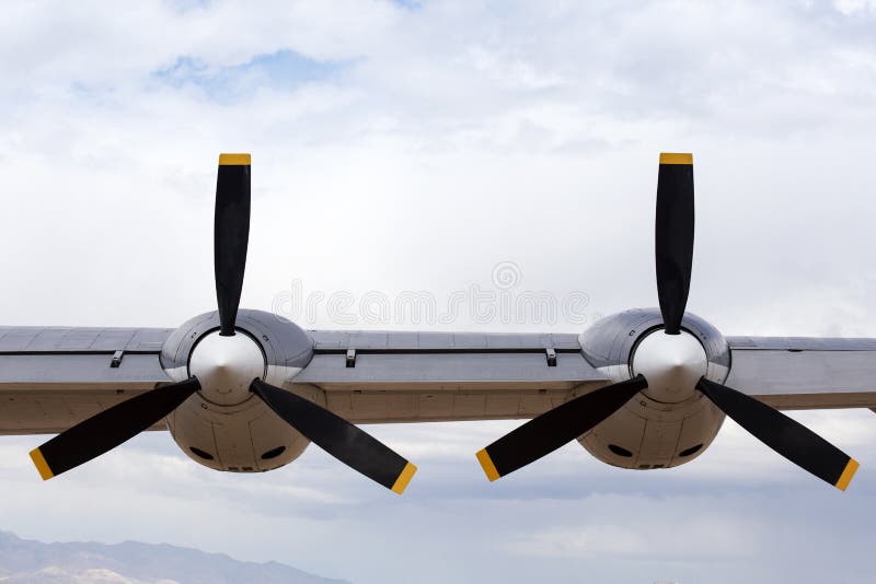 Dual Engines on an Airplane Wing Stock Photo - Image of travel, wing ...