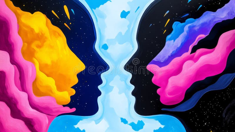Dualistic Profile Art a Visual Exploration of Opposites Symbolizing ...