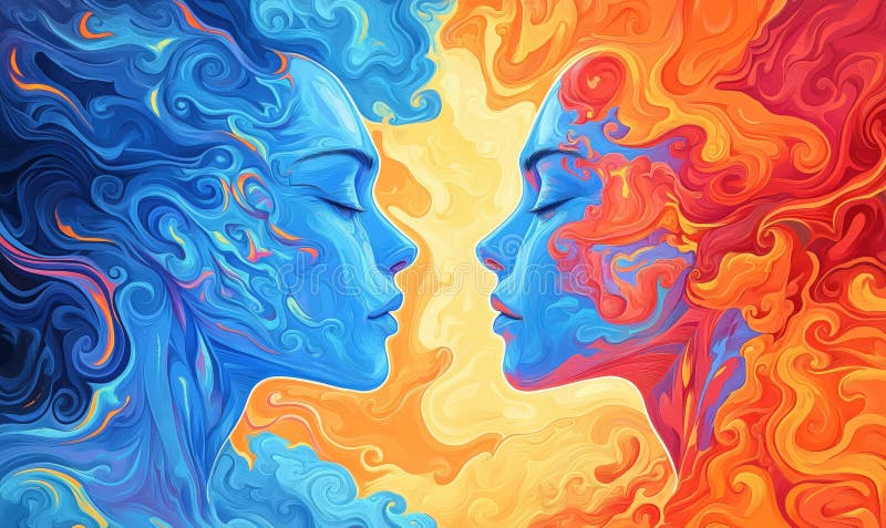 Duality of Elements Represented by Blue and Orange Faces in Swirling ...