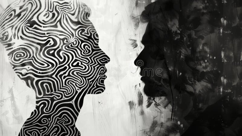 Duality of Human Identity Illustration Stock Image - Image of intricate ...