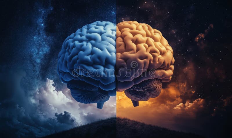 Duality of Mind: Blue and Orange Brain Representing Contrasting ...