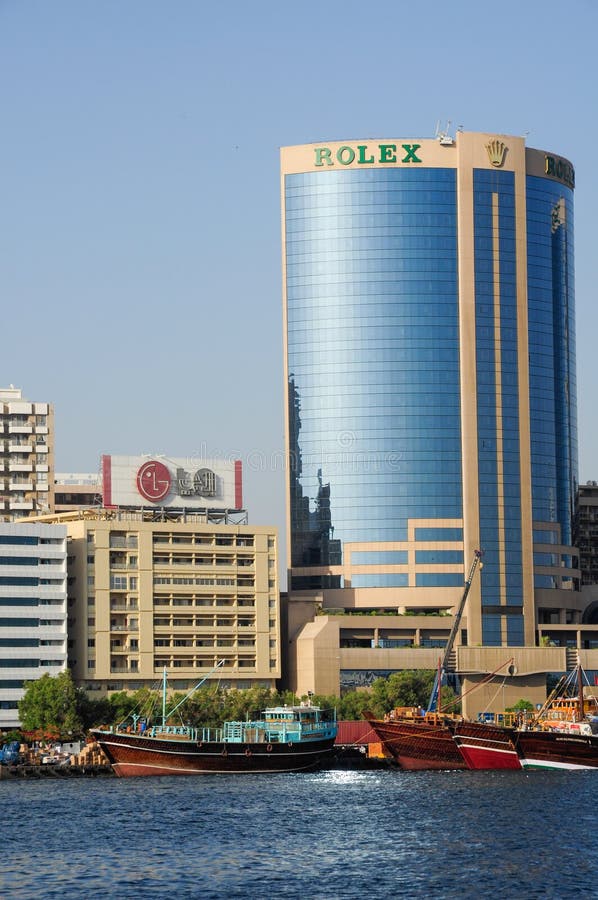 Dubai Rolex Building on the River Creek in Dubai Editorial Stock Image ...