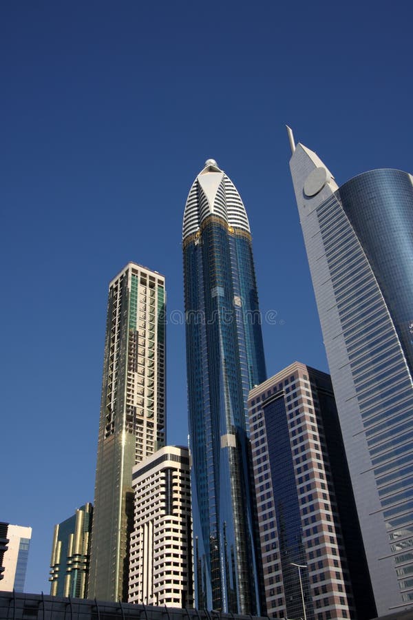 Golden Colour Tower in Dubai Stock Image - Image of exterior, office ...