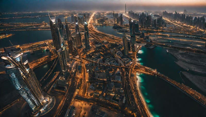 Dubai aerial view stock illustration. Illustration of aerial - 296938972