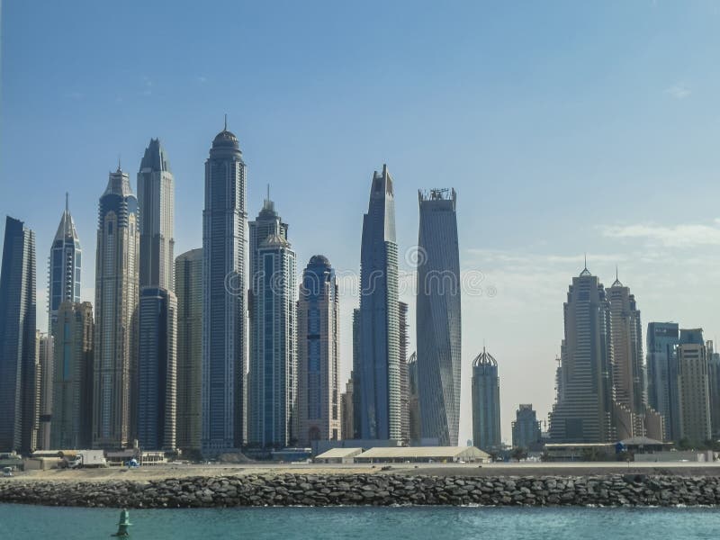 Dubai beach and buildings stock photo. Image of dabi - 108193578