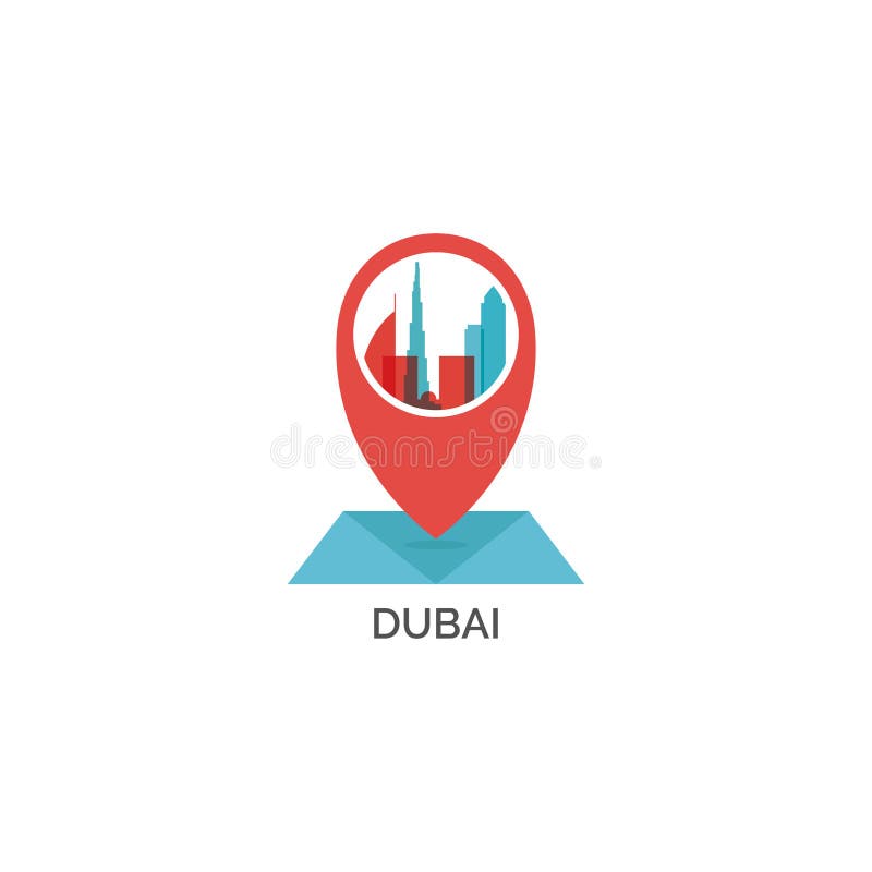 Dubai City Cool Skyline Logo Illustration Stock Vector - Illustration ...