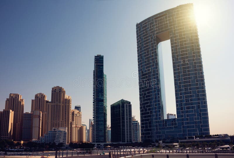 Dubai City Downtown, Modern Architecture with Skyscrapers Stock Photo ...
