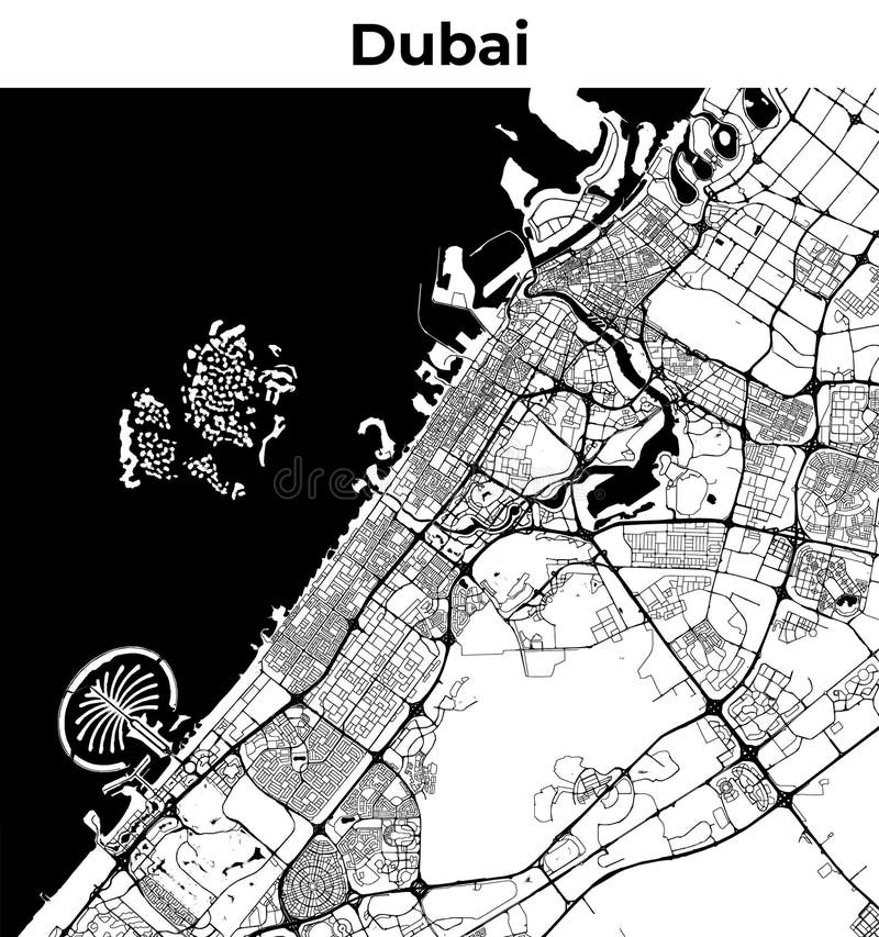 Dubai City Map, Cartography Map, Street Layout Map Stock Vector ...