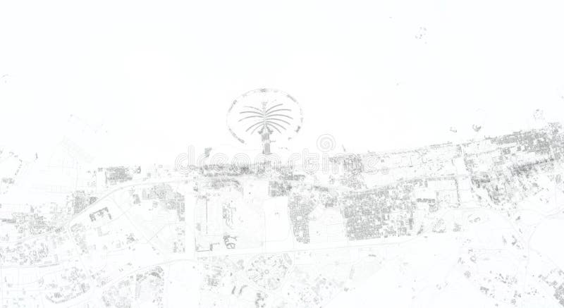 Dubai City Map 3D Rendering. Aerial Satellite View Stock Illustration ...