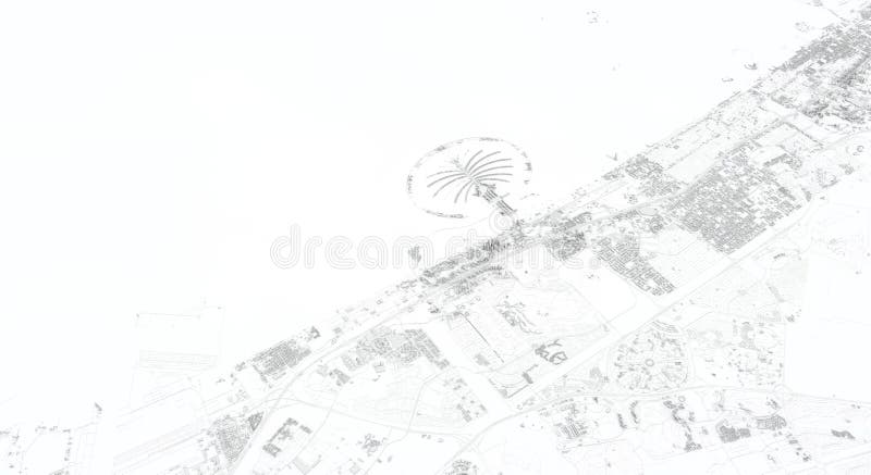 Dubai City Map 3D Rendering. Aerial Satellite View Stock Illustration ...