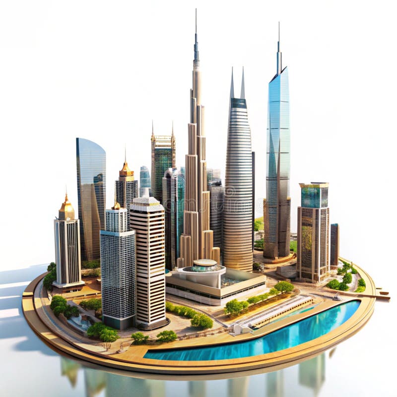 Dubai city model stock illustration. Illustration of dubai - 358268402