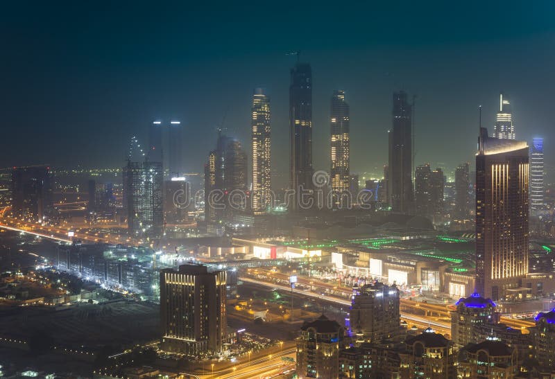 Dubai city at night stock photo. Image of beautiful - 145369870