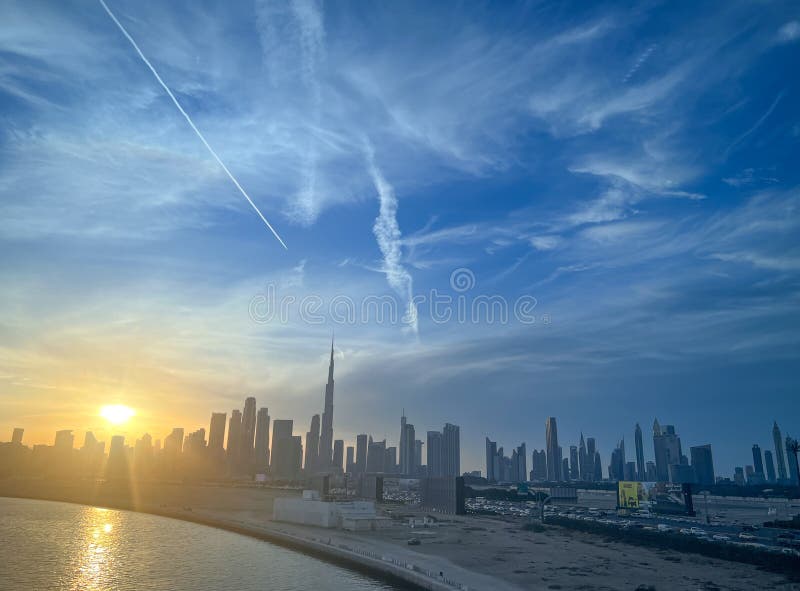 Dubai City View with Burj Khalifa. Dubai Skyline Stock Photo - Image of ...