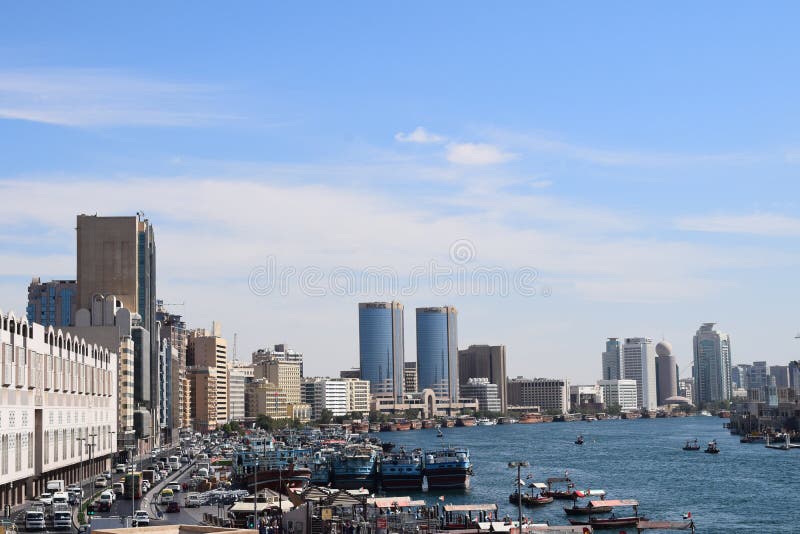 Dubai creek harbour deira stock photo. Image of coast - 220041462