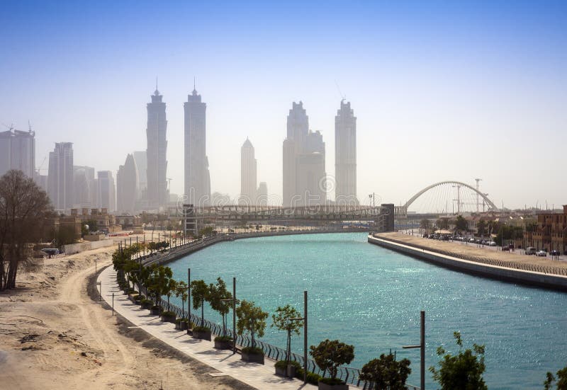 Dubai Creek River and Tolerance Bridge Stock Image - Image of 2020 ...