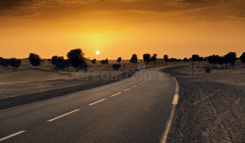 Dubai desert road stock image. Image of lines, africa - 60437877