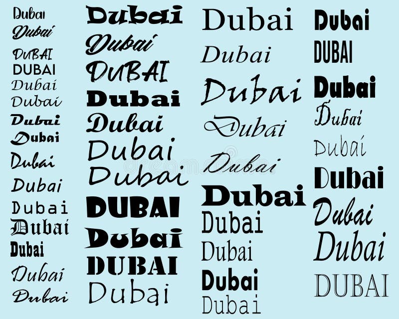 Dubai Different Font Style Vector Stock Vector - Illustration of dubai ...