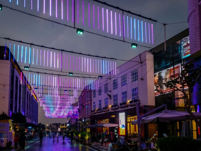Dubai Epic Neon Light Interior Design of the Dubai City Walk at Night ...