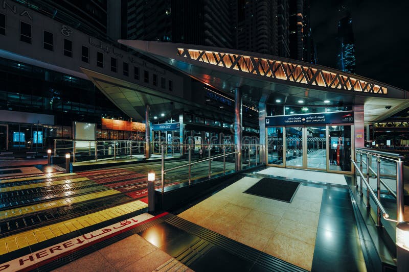 Tram Station at Night, Dubai Editorial Photography - Image of tramway ...
