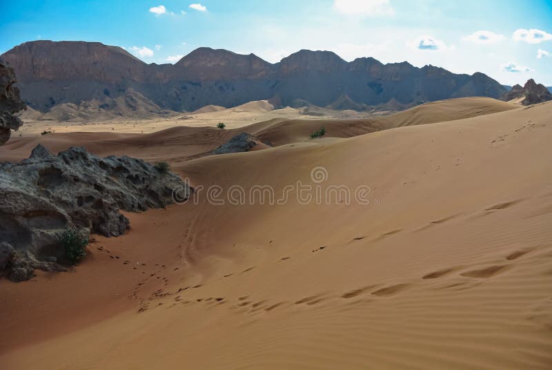 Dubai - Footprints Trace a Path Across Vast, Rolling Orange Sand Dunes ...
