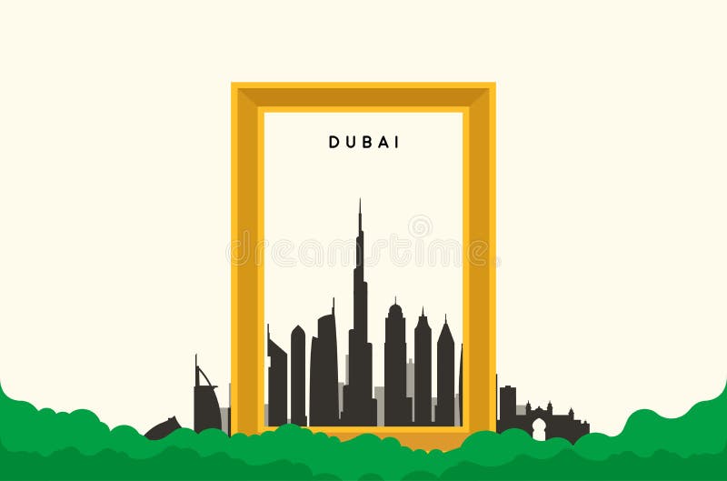 Dubai Frame. Dubai Abstract Skyline Stock Vector - Illustration of ...