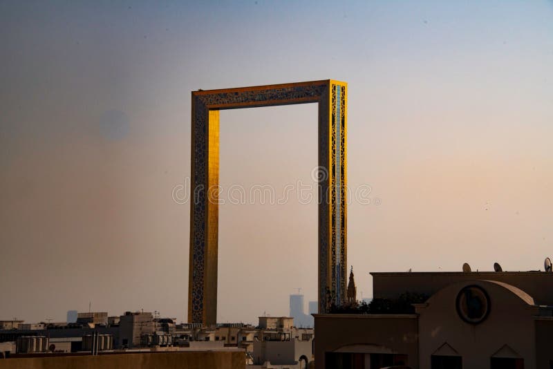 The Dubai Frame in a Distance Stock Photo - Image of architecture ...