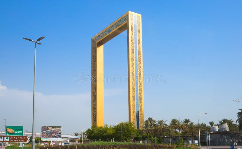 Dubai Frame Iconic Building View Editorial Photo - Image of traffic ...