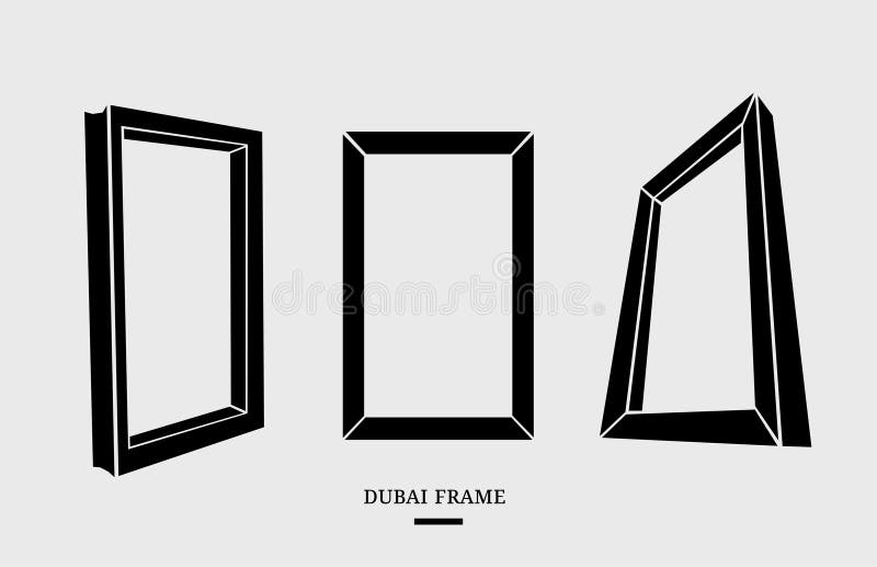 Dubai Frame Vector Silhouette with Three Different Angles Stock Vector ...