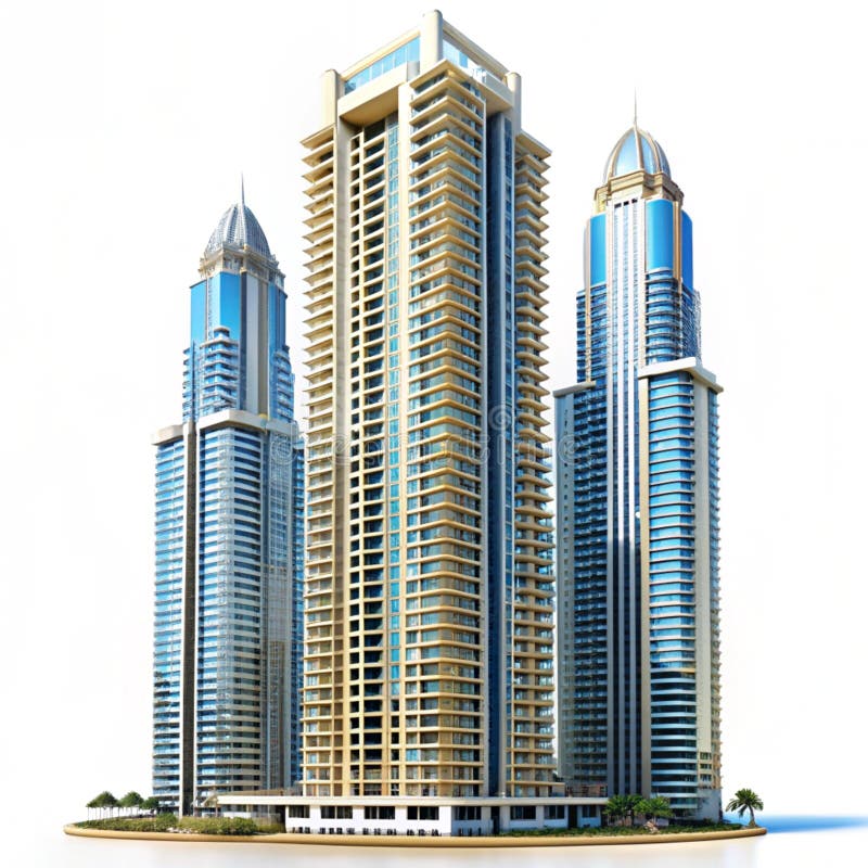 Dubai High-rise Condominium Stock Illustration - Illustration of urban ...